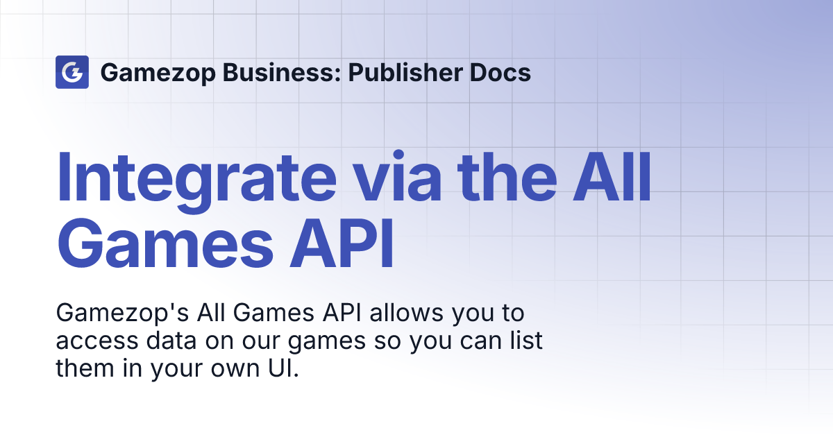 Integrate via the All Games API | Gamezop Publisher Docs